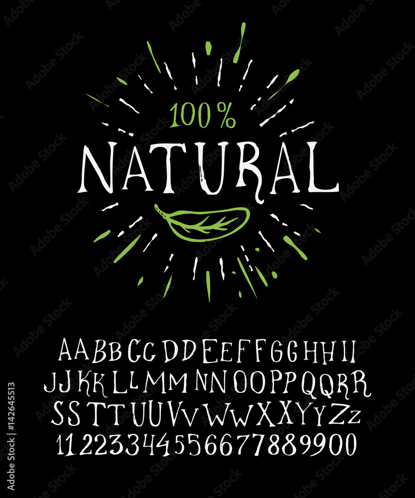 Organic handwritten font NATURAL. Hand crafted typeface design ...