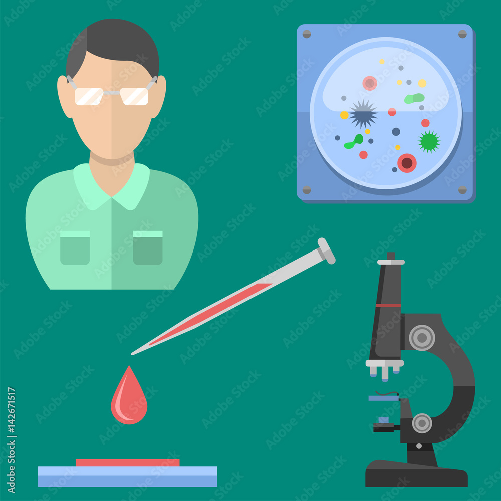 Lab symbols test medical laboratory scientific biology design molecule ...