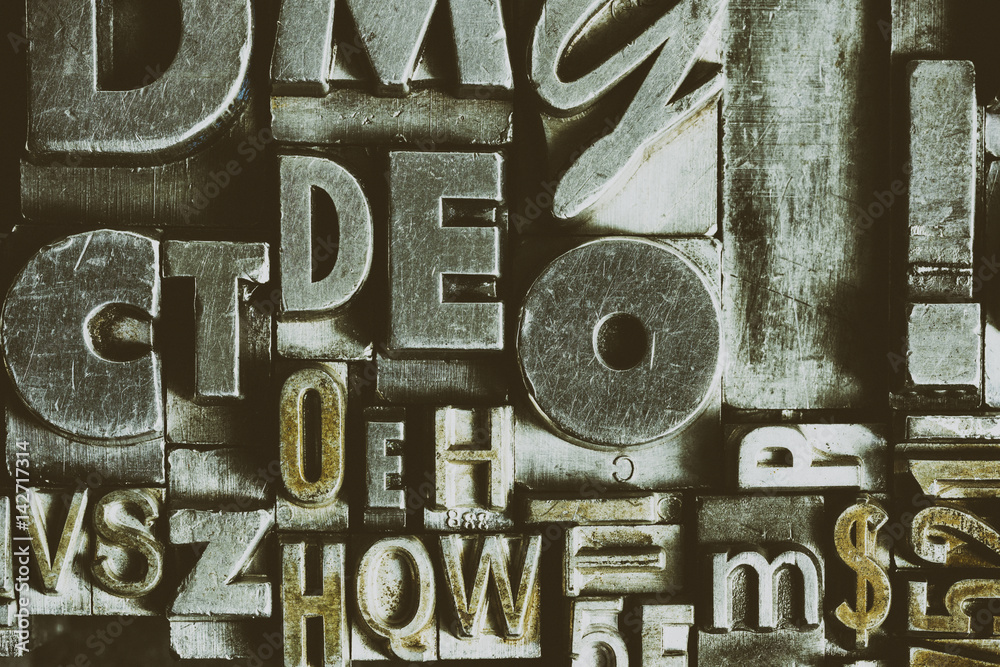 Historical letterpress types, also called as lead letters. These kind ...