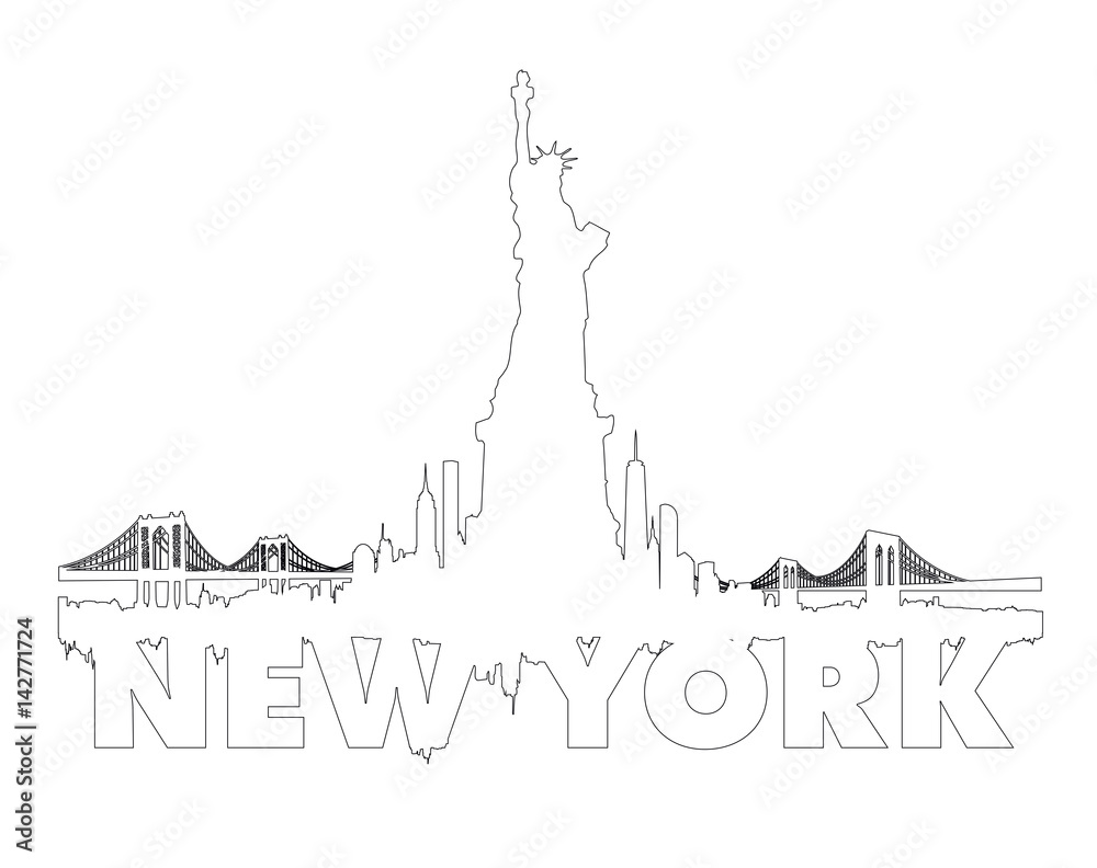 New York City skyline outline vector Stock Vector | Adobe Stock