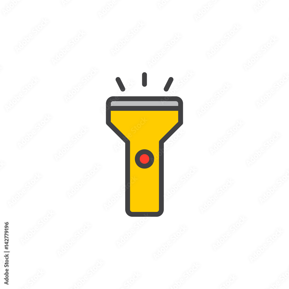 Flashlight filled outline icon, line vector sign, linear style ...
