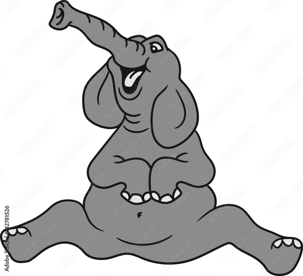 elefant sitzend lustig comic cartoon spaß lachen Stock Illustration ...