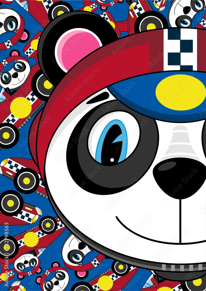 Cartoon Panda Racing Car Driver Stock Vector | Adobe Stock