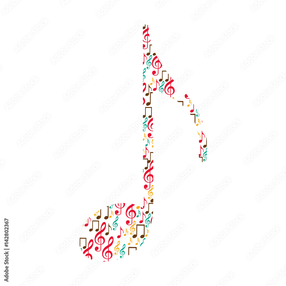 quaver note color silhouette formed by musical notes vector ...