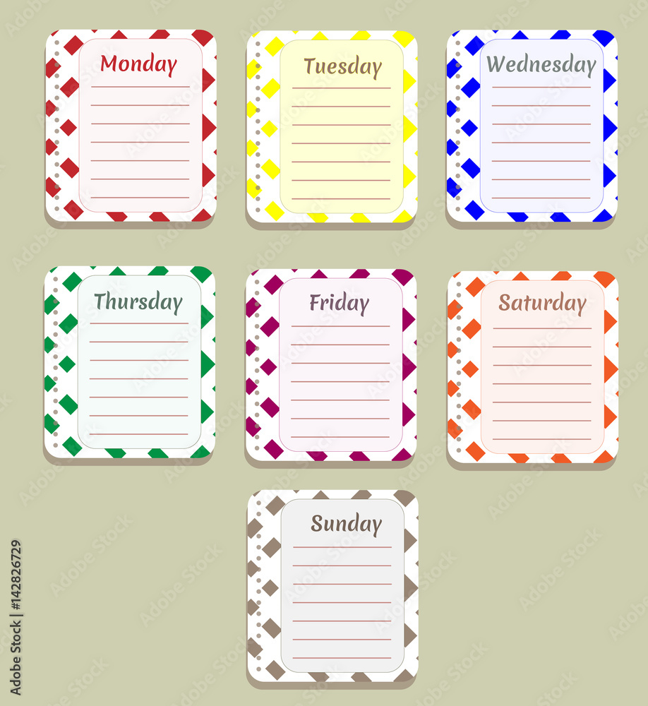 The sheets of the planner for weekly planning in a pretty box with the ...