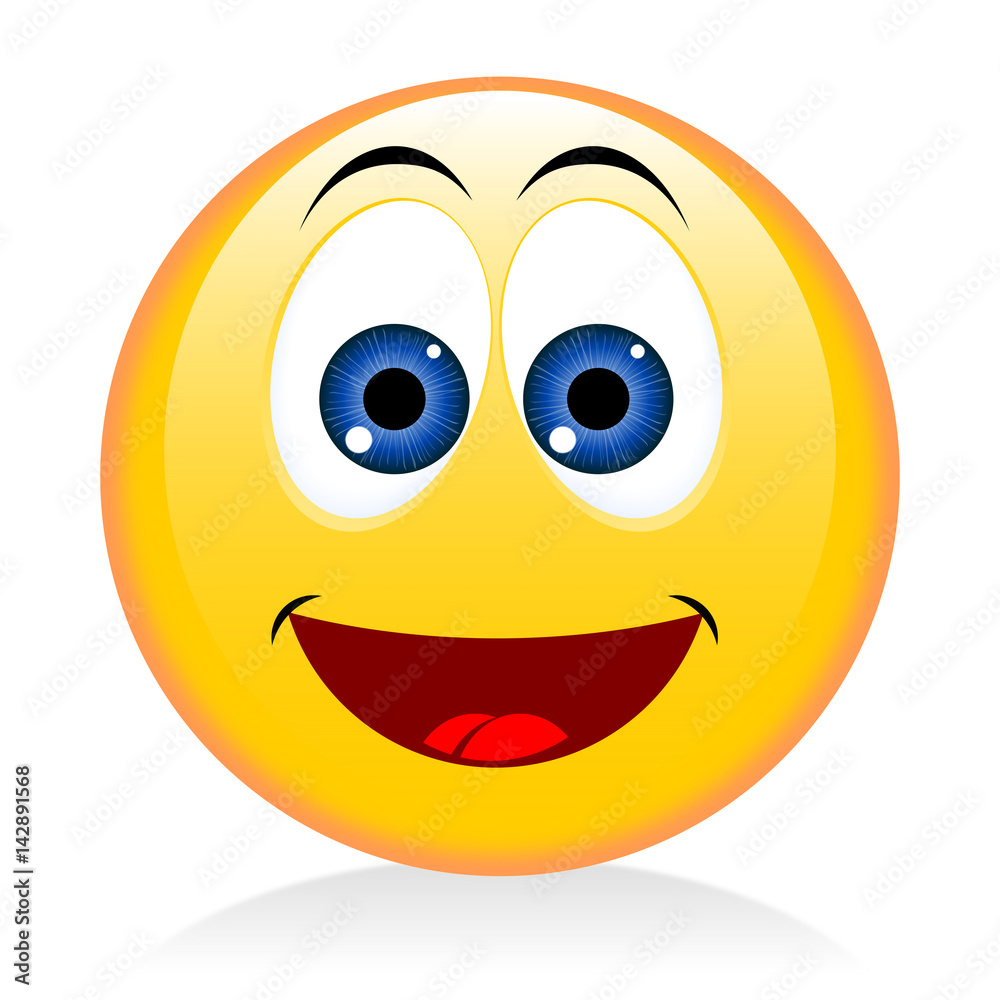 Emoji, emoticon - happy Stock Illustration | Adobe Stock
