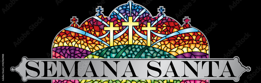 Semana Santa - Holy Week in Spanish language - in stained glass with ...
