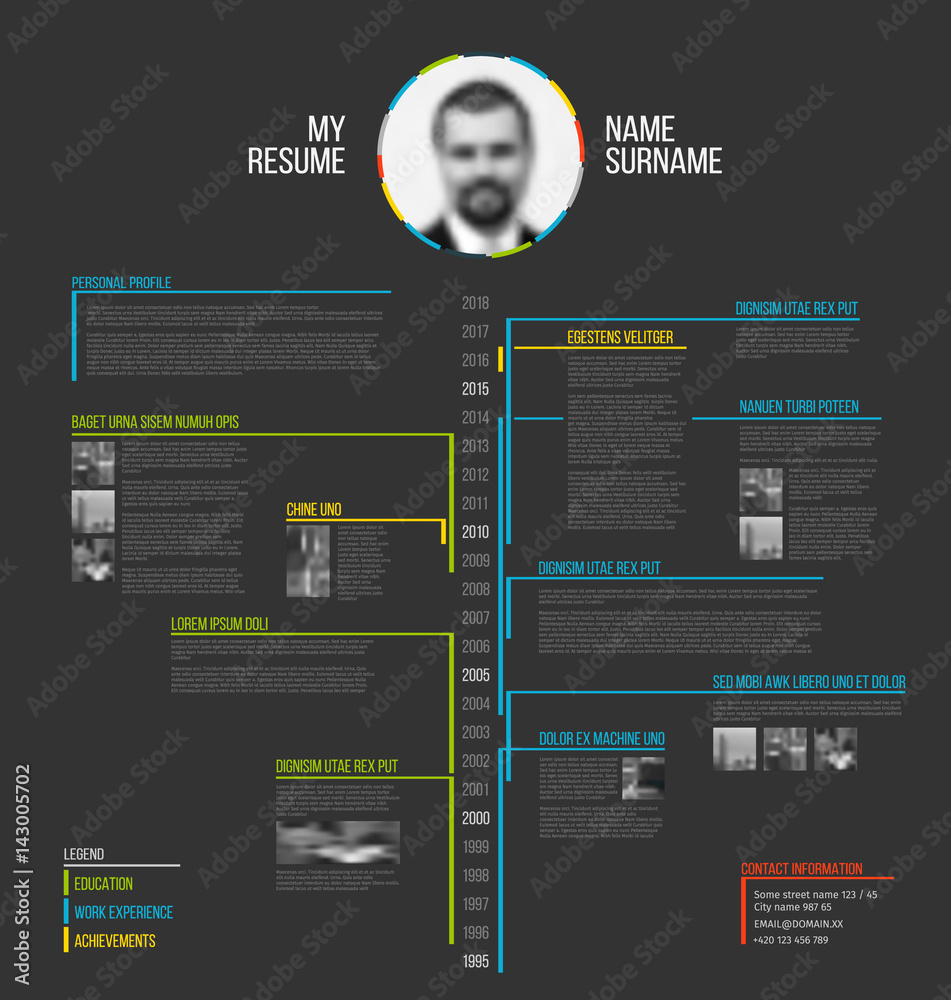 Vector timeline minimalist cv / resume template Stock Vector | Adobe Stock