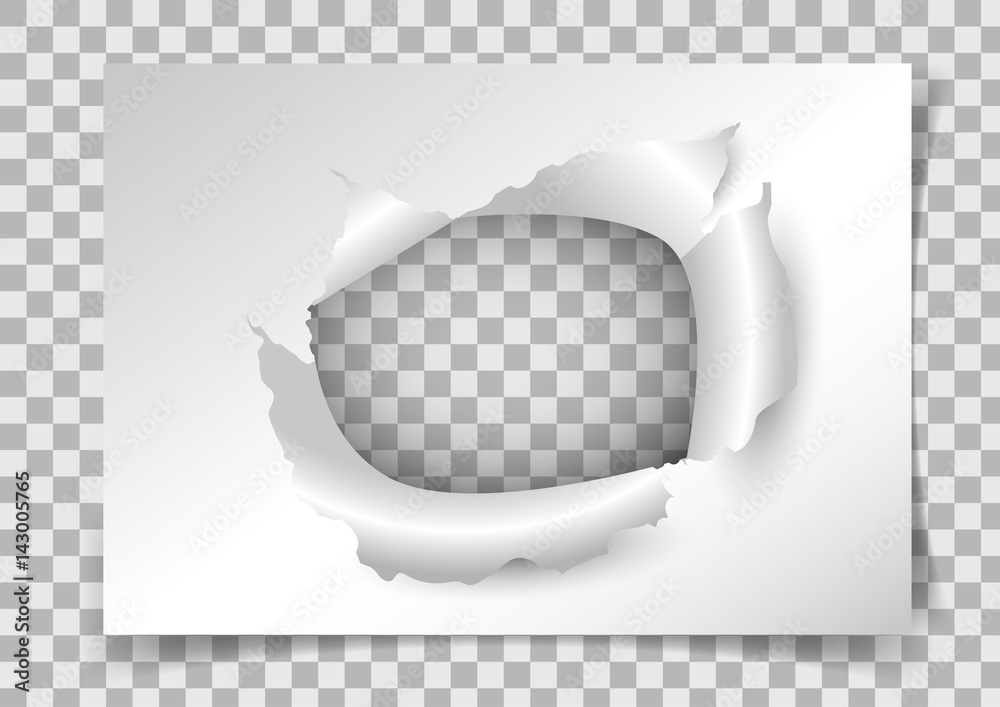 Torn paper with realistic transparent hole a4 proportions vector format ...