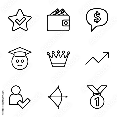 Set of 9 success outline icons Stock Vector | Adobe Stock