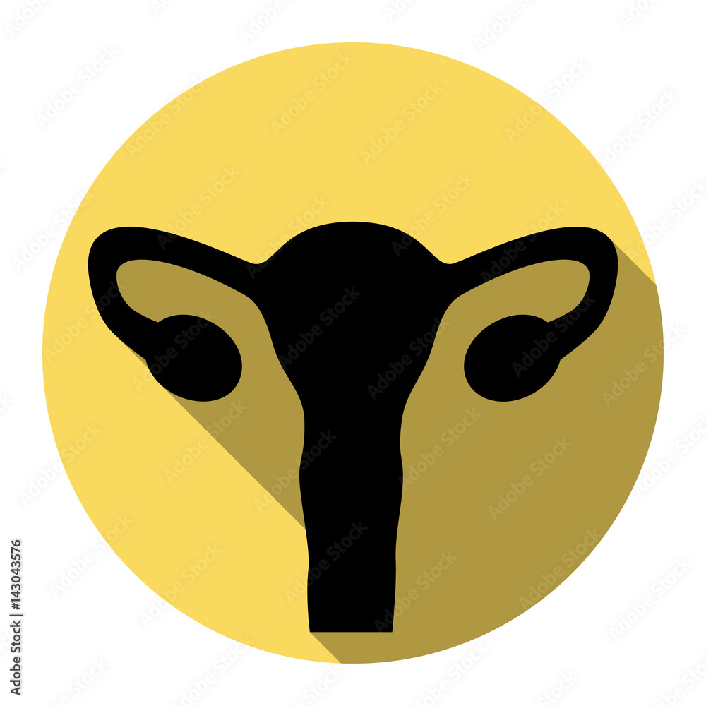 Human Body Anatomy Uterus sign. Vector. Flat black icon with flat ...