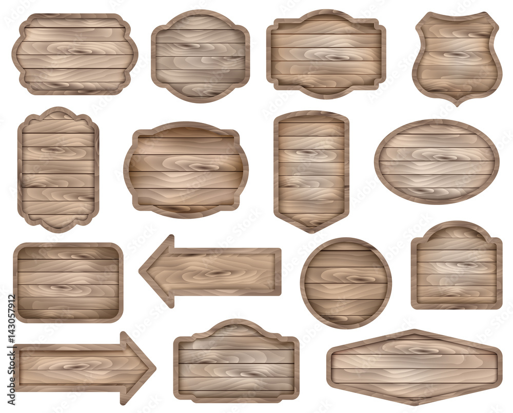 Wooden stickers, label collection. Set №8 of various shapes wooden sign ...