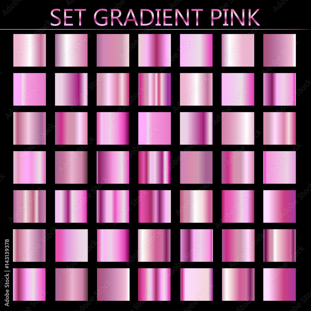 Set of pink gradients.Metallic squares collection,Vector illustration ...
