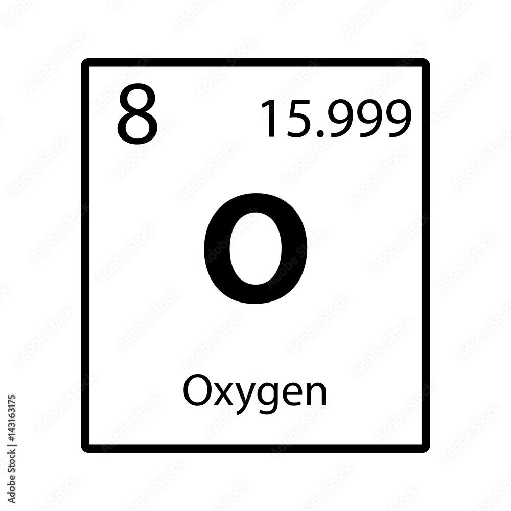 Oxygen periodic table element icon on white background vector Stock ...