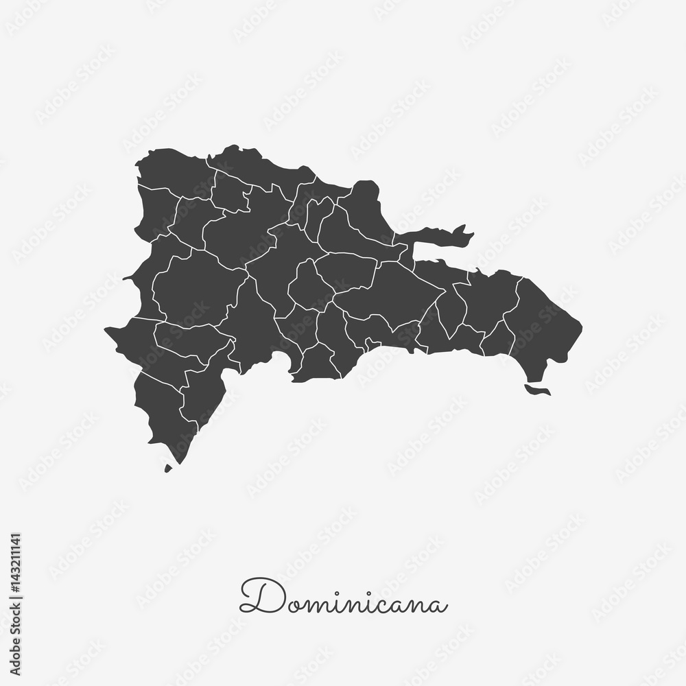 Detailed vector map of the Dominican Republic regions with a grey ...