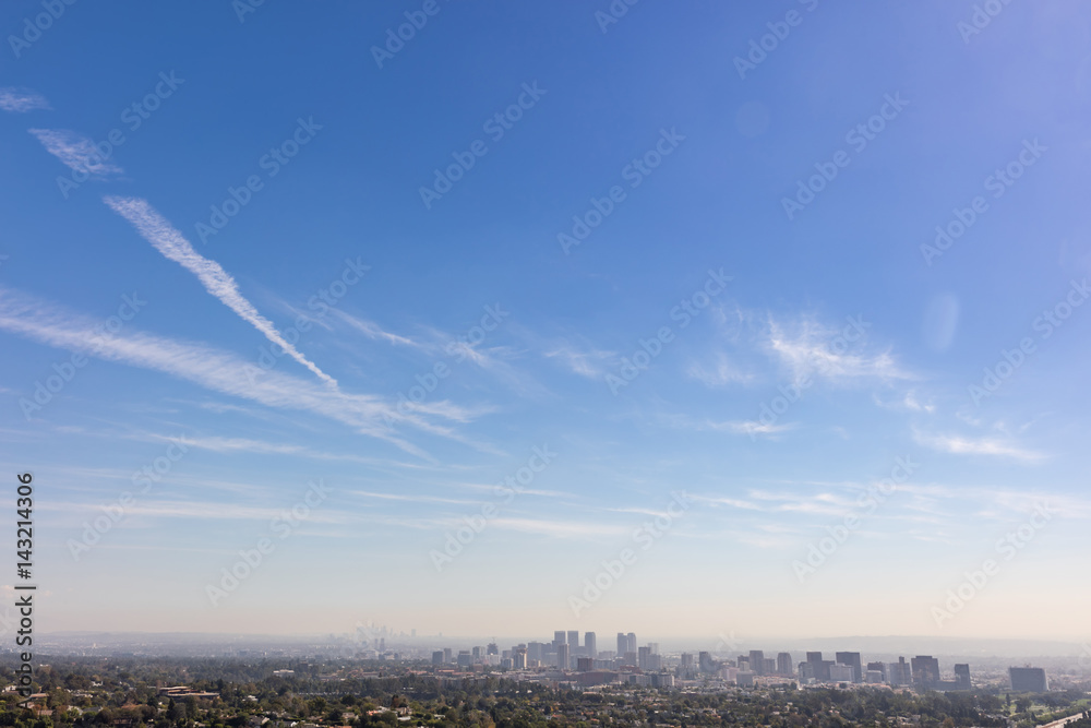 Blue sky over Los Angeles skyline Stock Photo | Adobe Stock