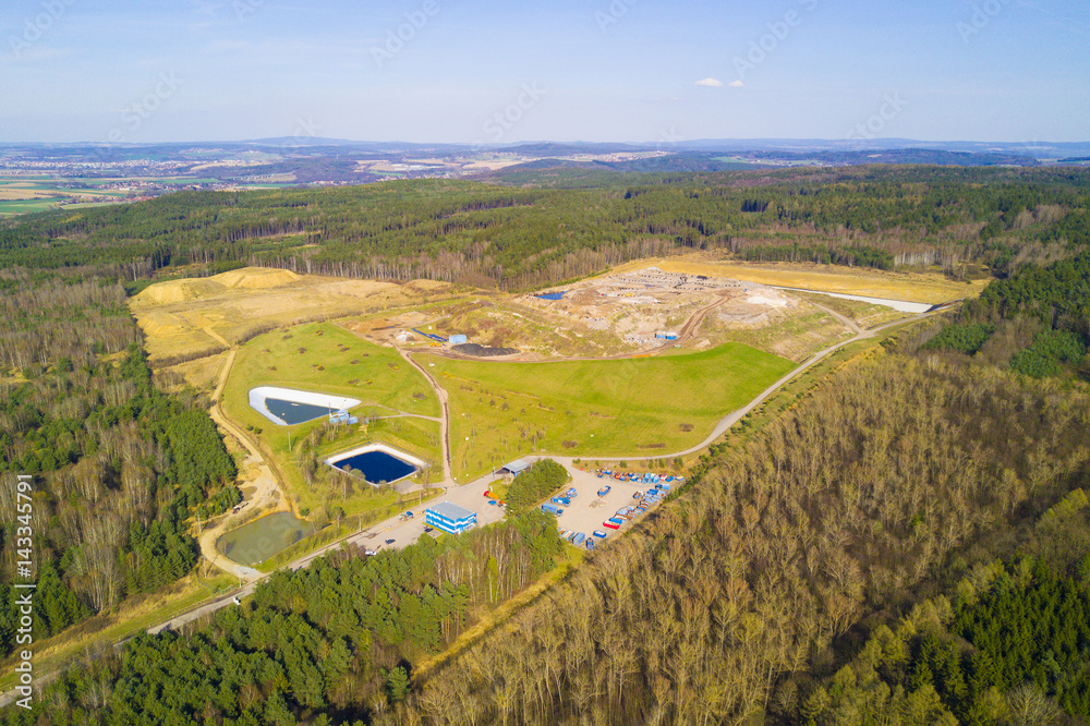 Aerial view of municipal landfill site. Typical waste treatment ...