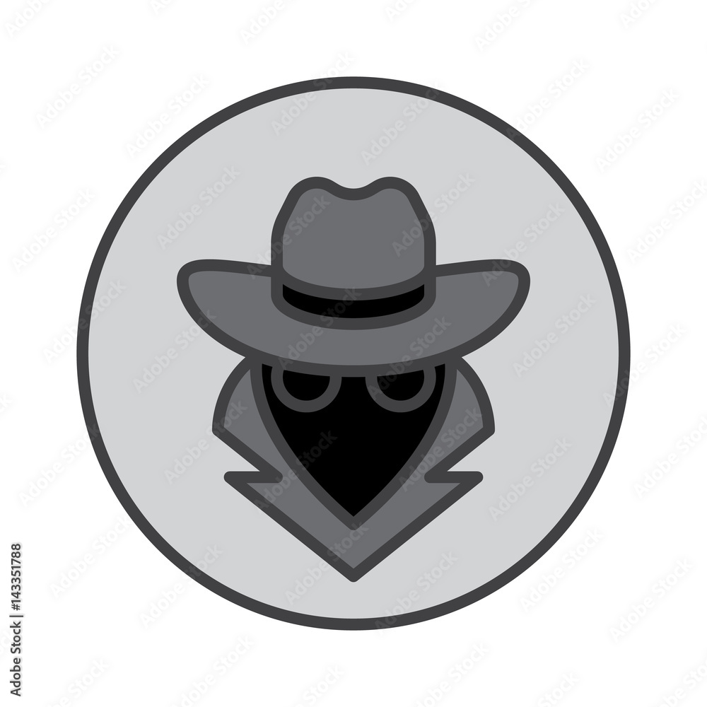 Spy, agent filled outline icon, round vector sign, circular pictogram ...