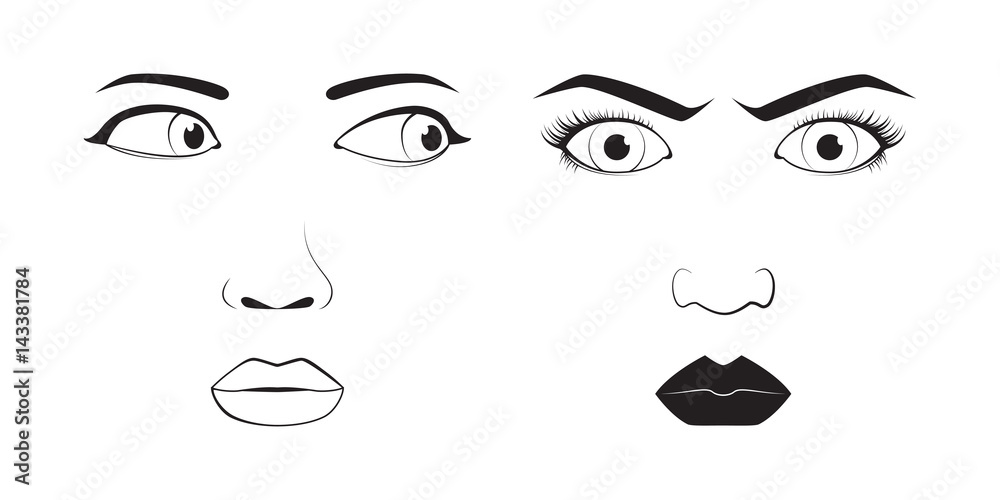 Girl emotion face cartoon vector illustration and woman emoji icon cute ...
