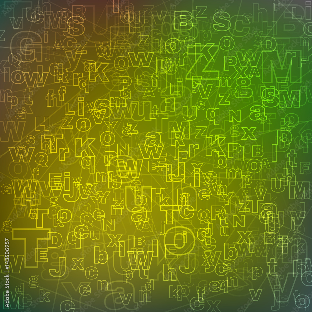 Pattern with letters. Neon effect. Alphabet background. Design for ...