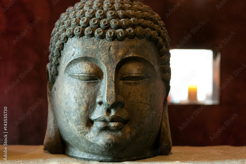 Stock-Foto „traditional buddah head interior detail“ | Adobe Stock