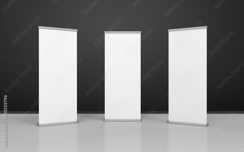 Blank roller banner set. 3d illustration Stock Illustration | Adobe Stock