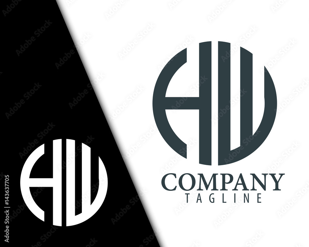 Initial Letter HW With Linked Circle Logo Stock Vector | Adobe Stock