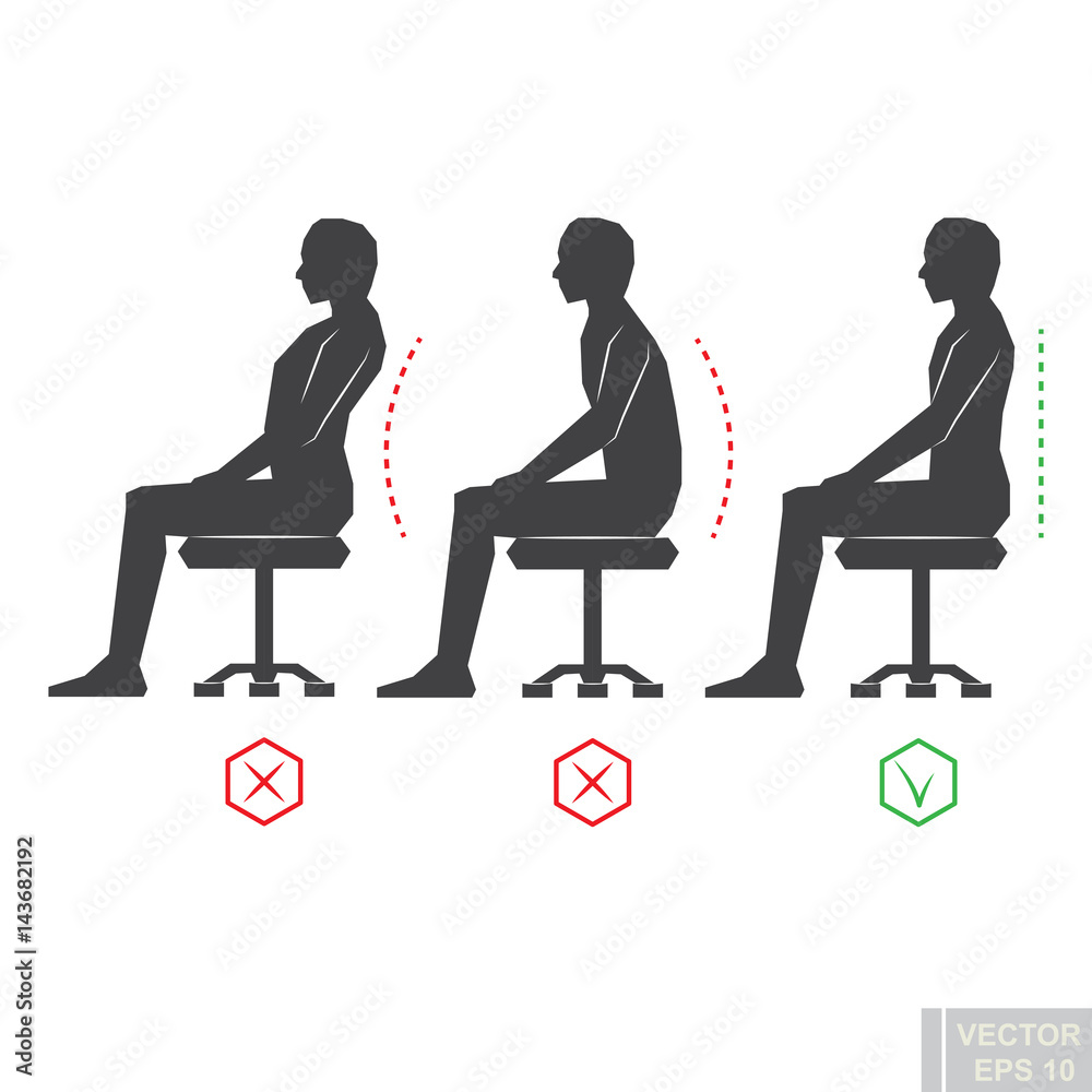 Vector de Stock Vector - correct back position, black man silhouette ...