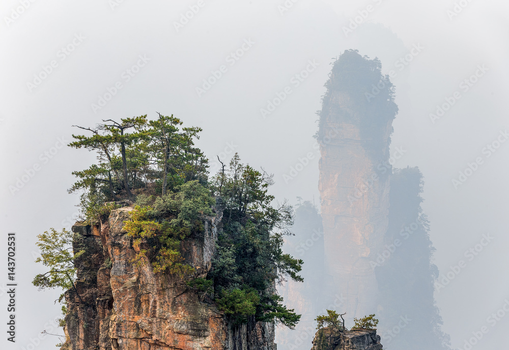 Panorama of the Rock column mountain (Avatar rocks). Zhangjiajie ...