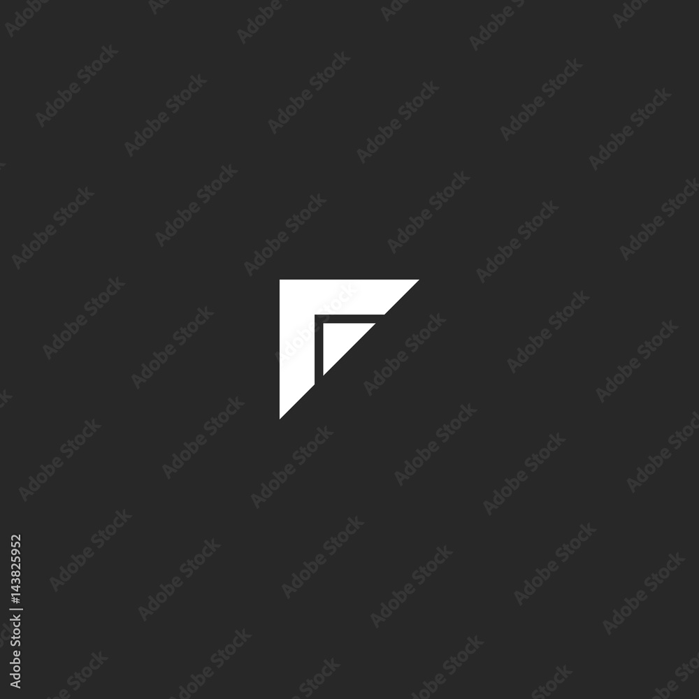 Simple F letter logo, black and white two triangle geometric shape icon ...