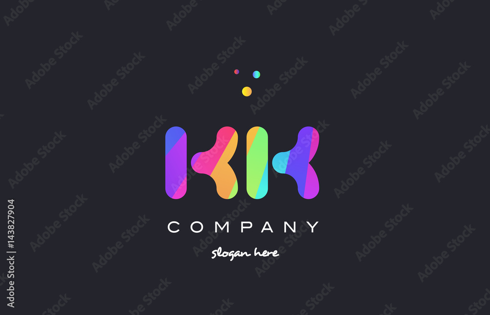 kk k k colored rainbow creative colors alphabet letter logo icon Stock ...