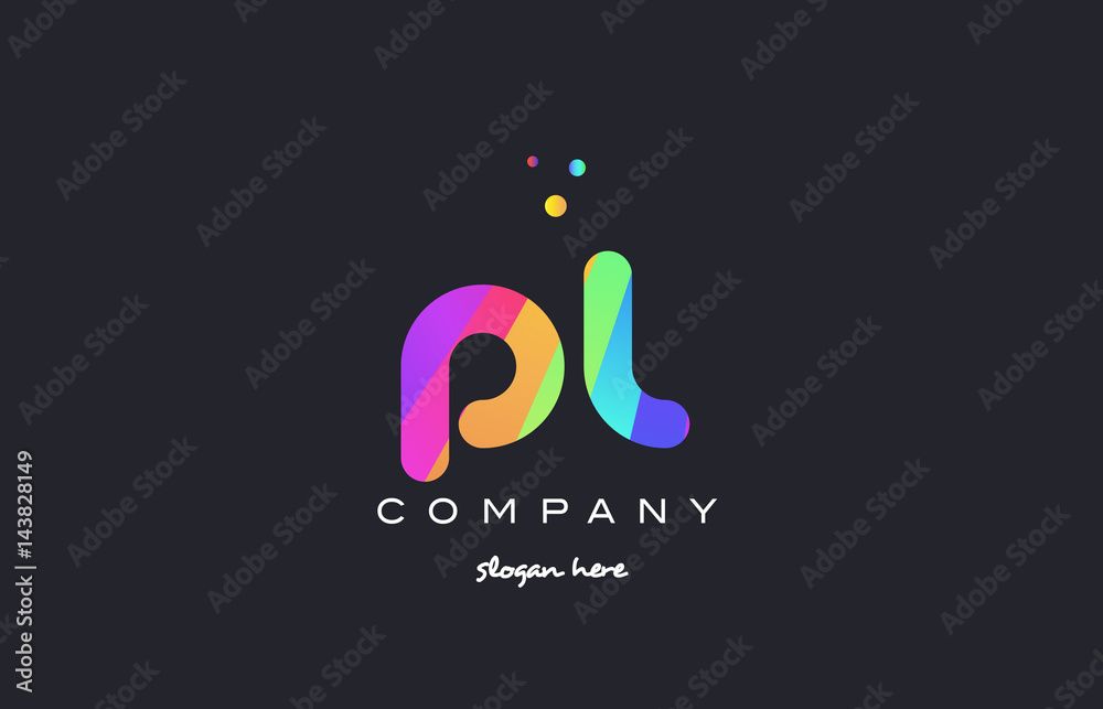 pl p l colored rainbow creative colors alphabet letter logo icon Stock ...