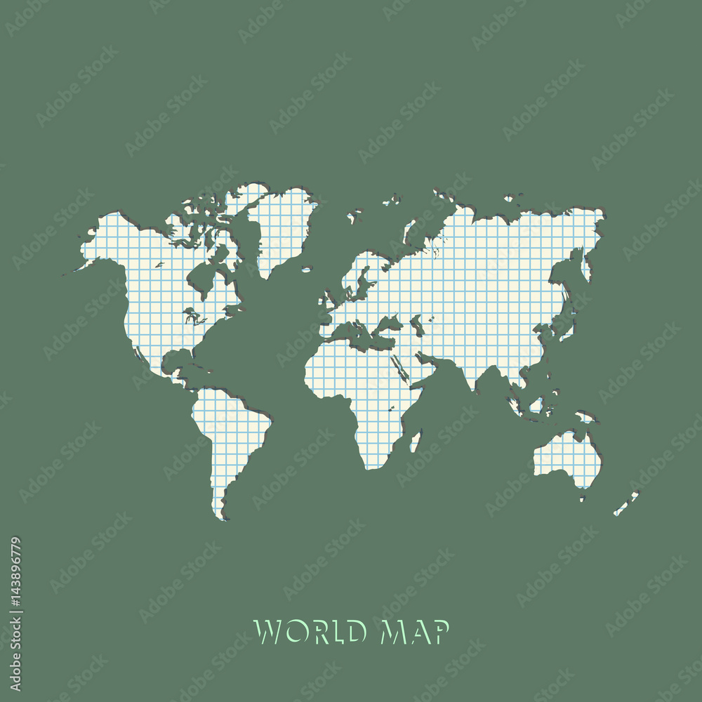 World map vector illustration. Mercator projection worldmap. Stock ...