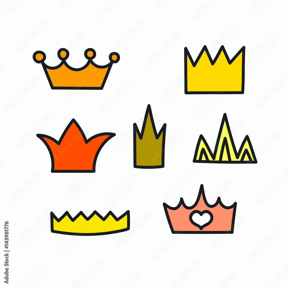Cartoon hand drawn crown Stock Vector | Adobe Stock