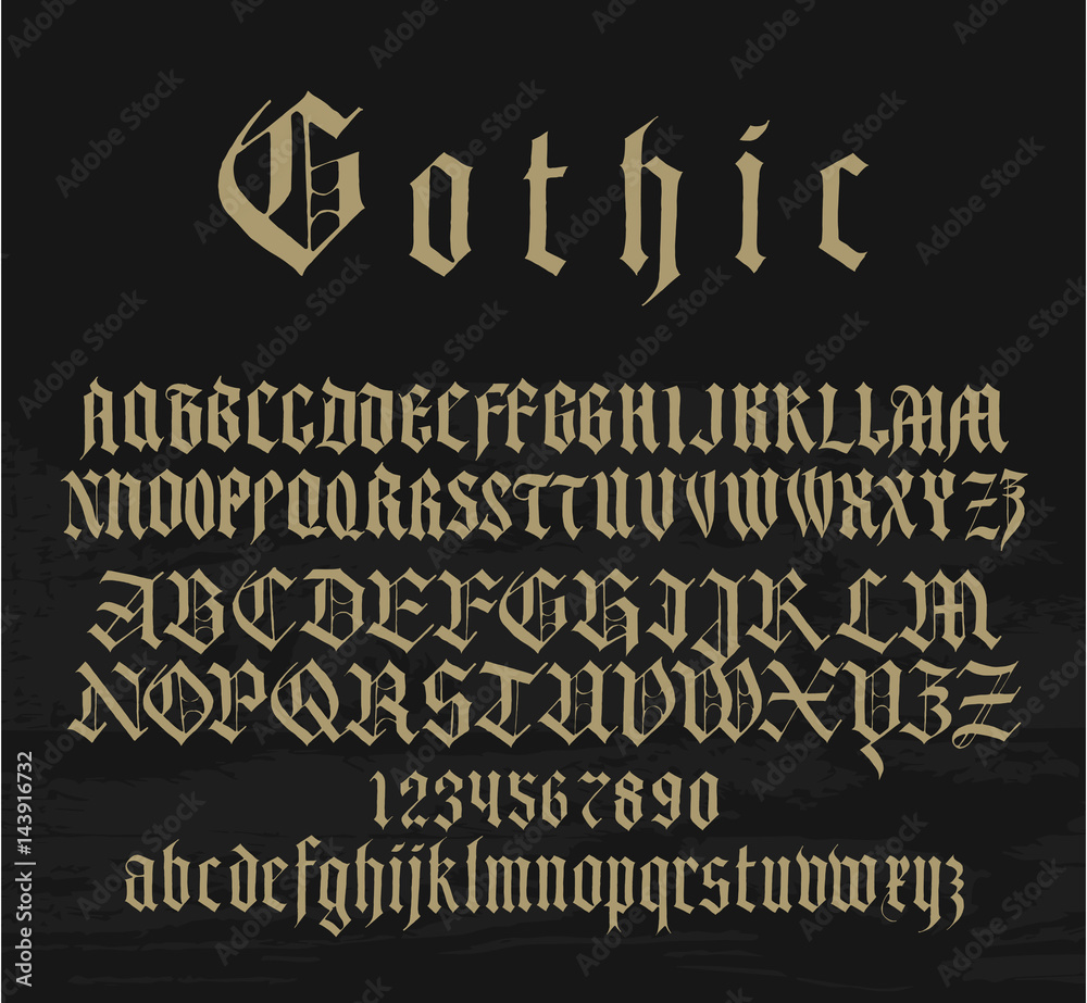 medieval gothic font with capitals, lowercase and small caps and ...