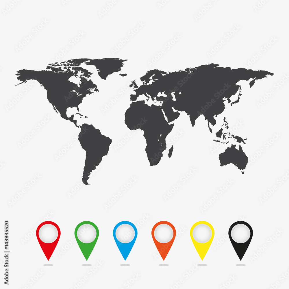 Vector world map with infographic elements. Stock Vector | Adobe Stock