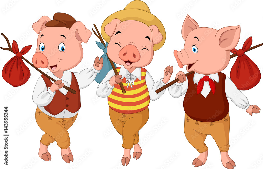 Cartoon three little pigs Stock Vector | Adobe Stock