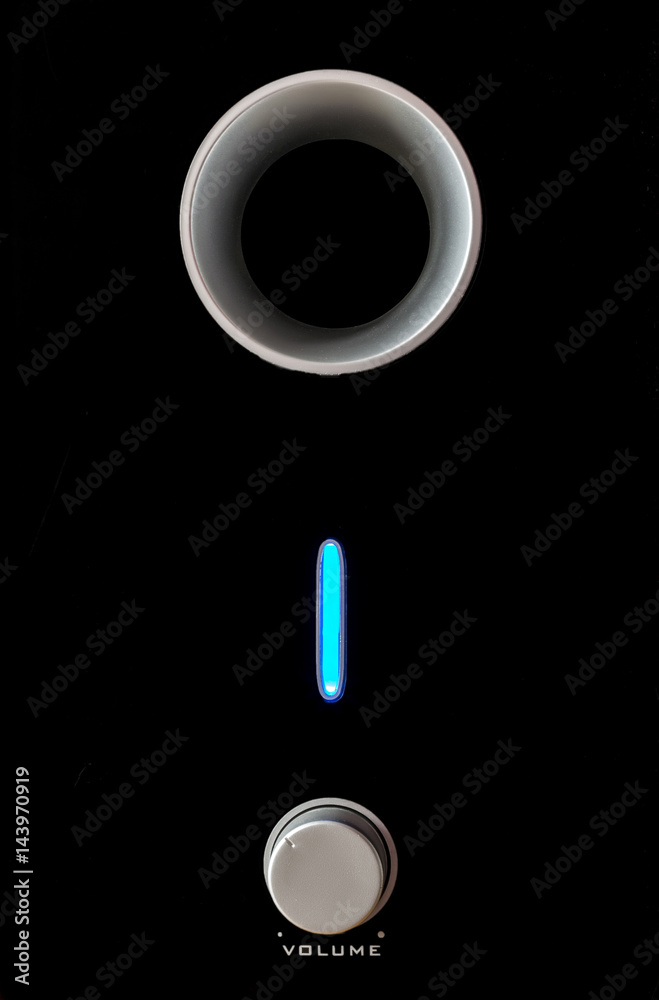 Volume regulator with blue indicator light and phase inverter. A ...