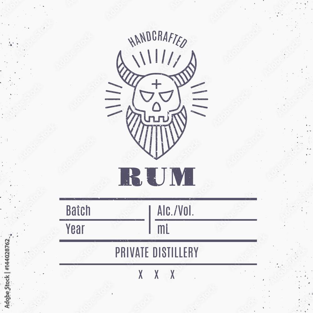 Vintage alcohol drink label design with ethnic elements in thin line ...
