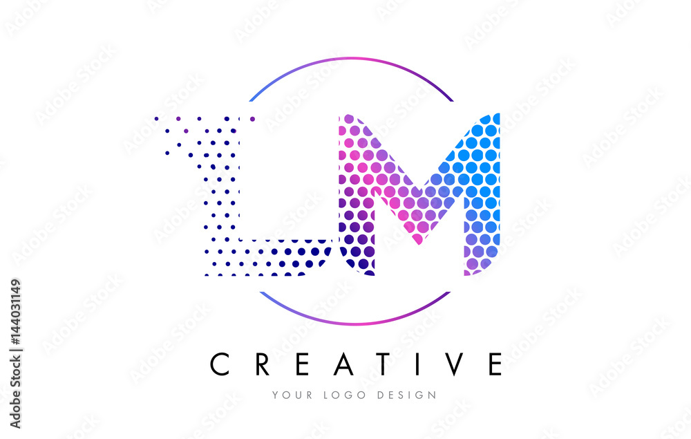 LM L M Pink Magenta Dotted Bubble Letter Logo Design Vector Stock ...