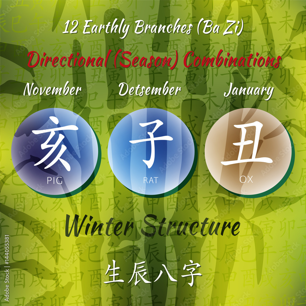 Chinese feng shui horoscope letters. Ba zi Combinations. Translation of ...