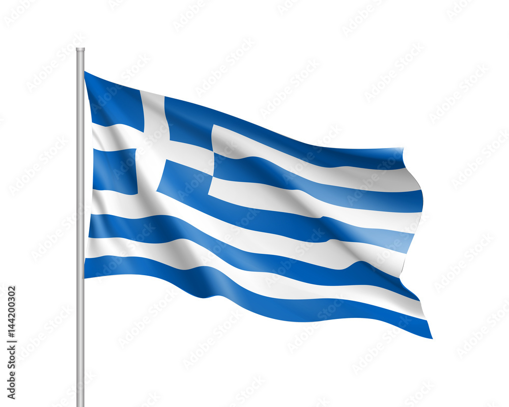 National flag of Greece country. Patriotic sign in official greek ...