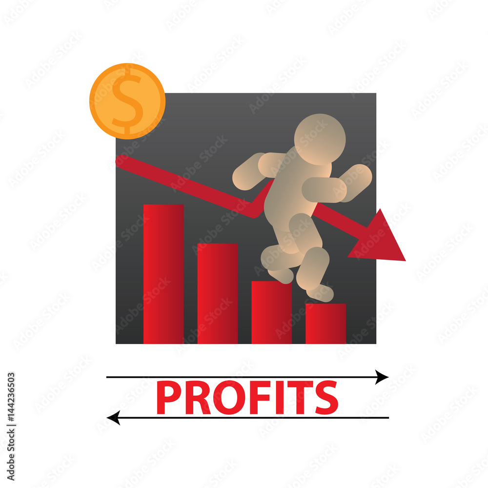 growth and declining chart showing improvement and losses of profit ...