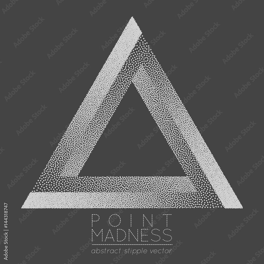 Vector illustration of abstract dotted symbol Penrose triangle. Sacred ...