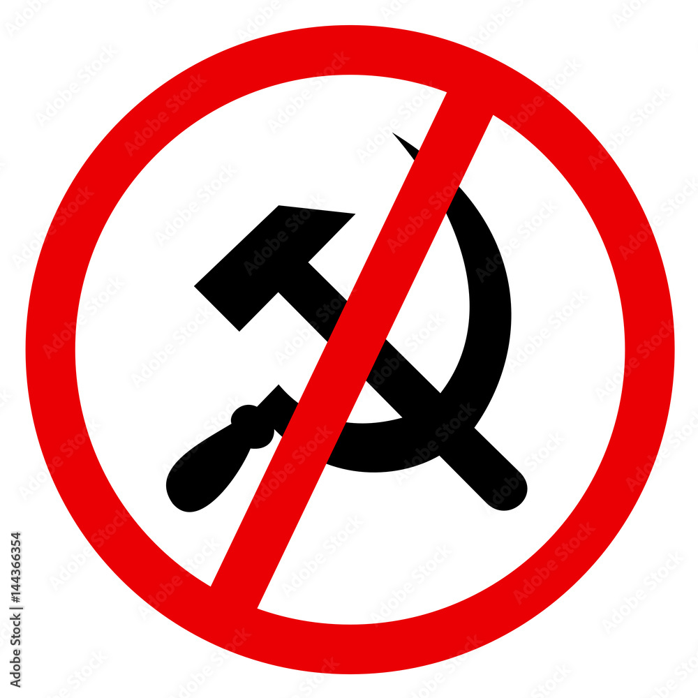 Sign of crossing out sickle and hammer, symbol of socialism and ...