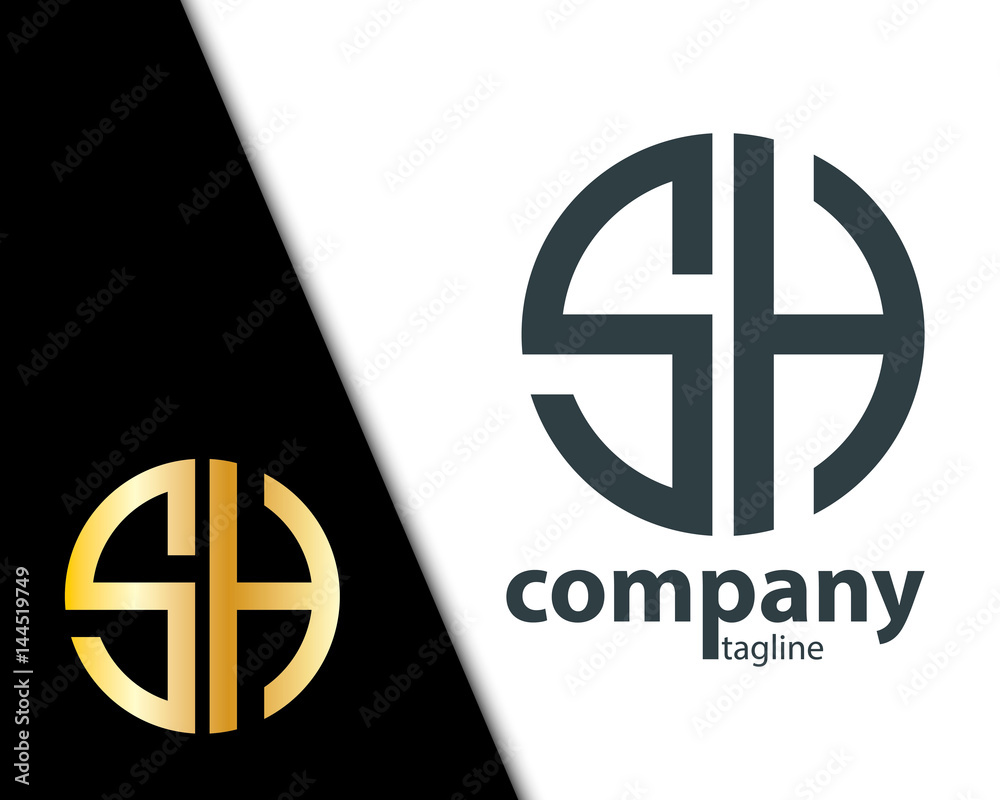 Initial Letter SH With Linked Circle Logo Stock Vector | Adobe Stock