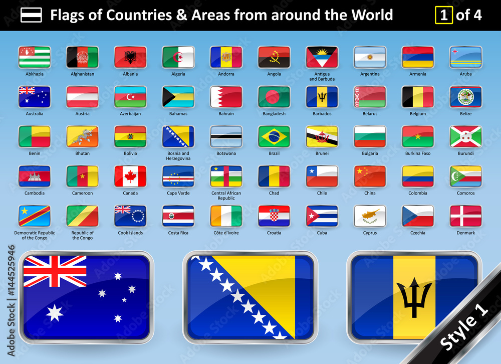 Praca wektorowa bez tantiem: Detailed Flags of Countries and Areas from ...