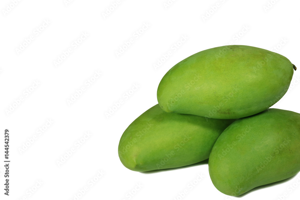 Piled Up Vibrant Green Color Young Mangoes of Thailand Isolated on ...