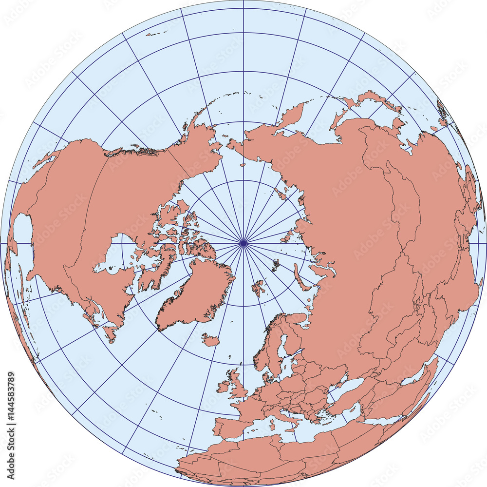 North Pole earth globe vector map Stock Vector | Adobe Stock