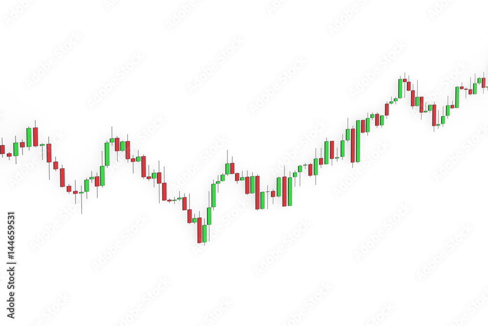 Stock market chart with shadows 3D rendering isolated on white ...